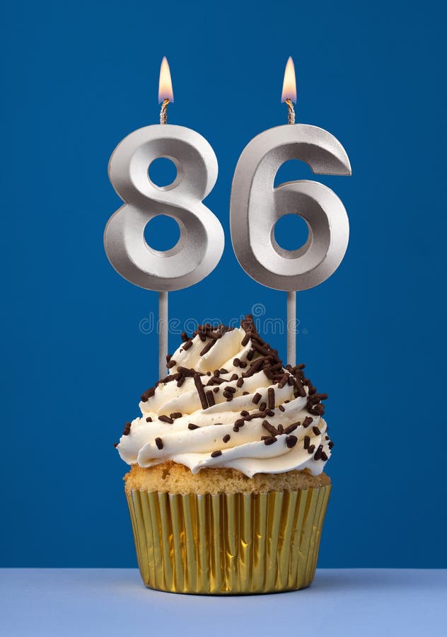 Birthday Cake Number 86 Candle Anniversary Card Black Background Stock ...