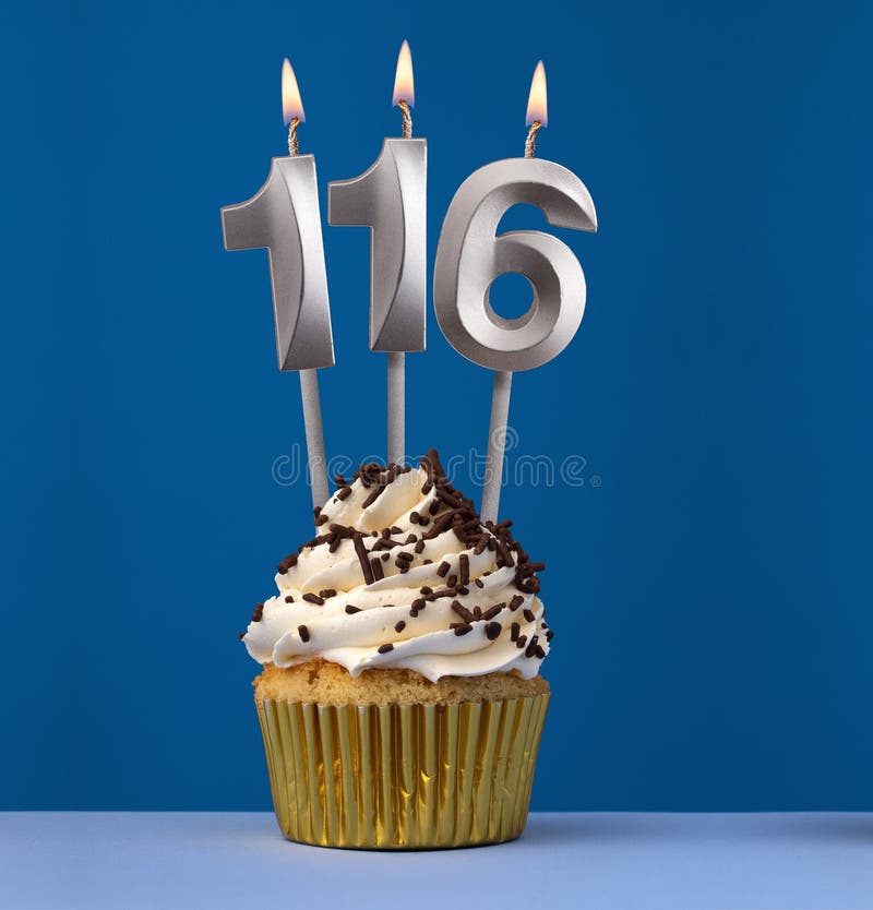 Candle Number 116 Cake Birthday Blue Background Stock Photos - Free ...