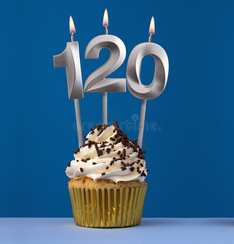Birthday Cake Number 120 Candle Anniversary Card Black Background Stock ...