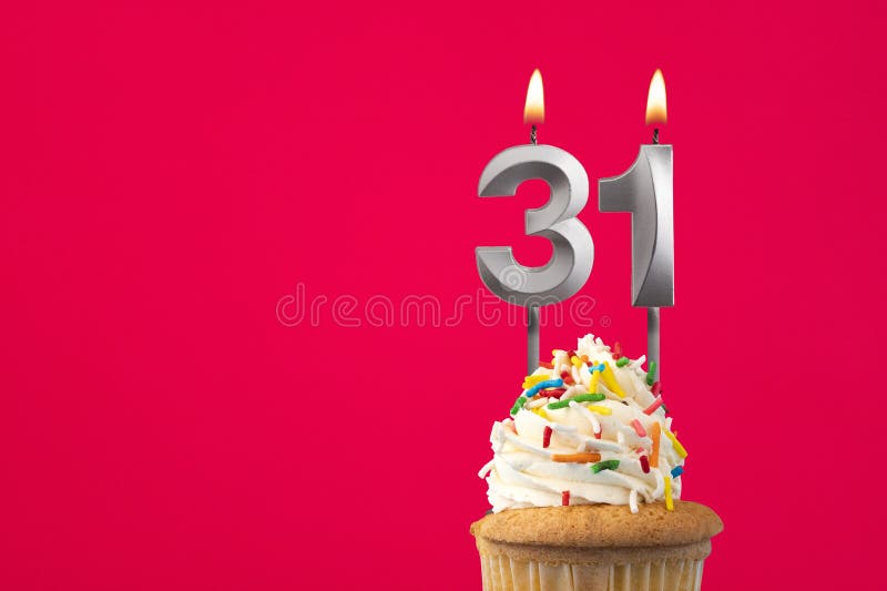 Burning Candle Number 31 - Birthday Card with Cake Stock Image - Image ...