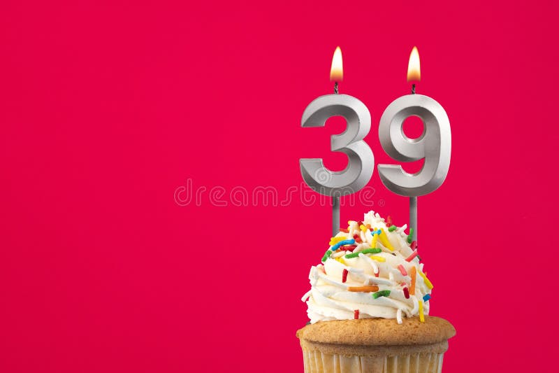 Burning Candle Number 39 - Birthday Card with Cake Stock Image - Image ...