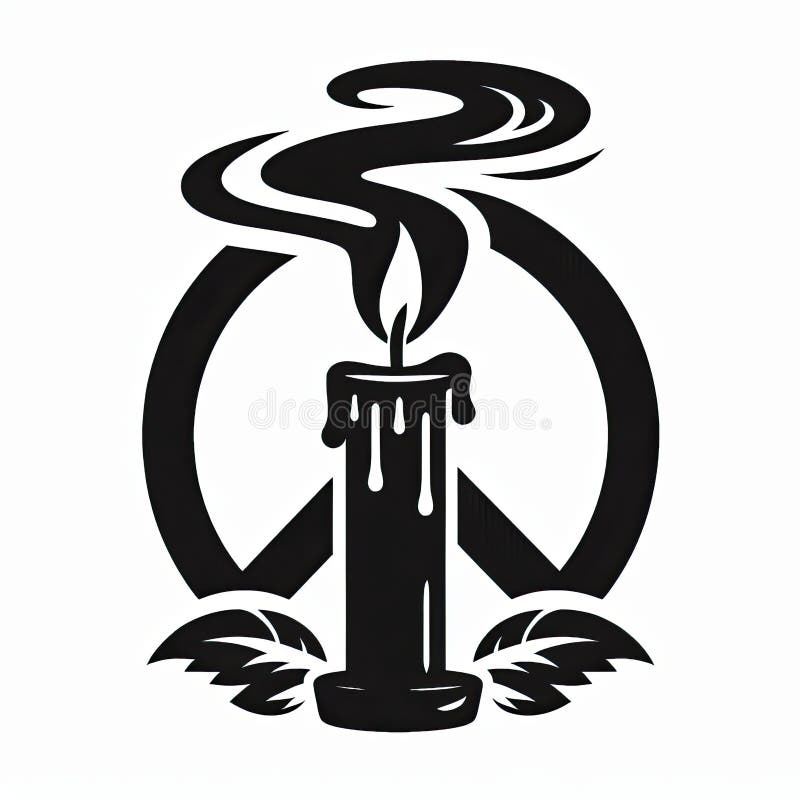 Burning Candle with Peace Symbol Stock Illustration - Illustration of ...