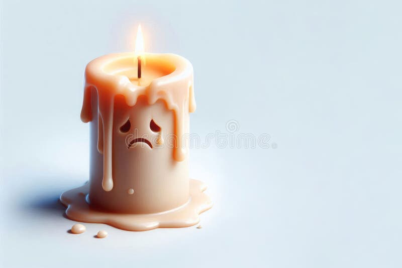 A Burning Candle with a Sad Face. Space for Text. Stock Photo - Image ...
