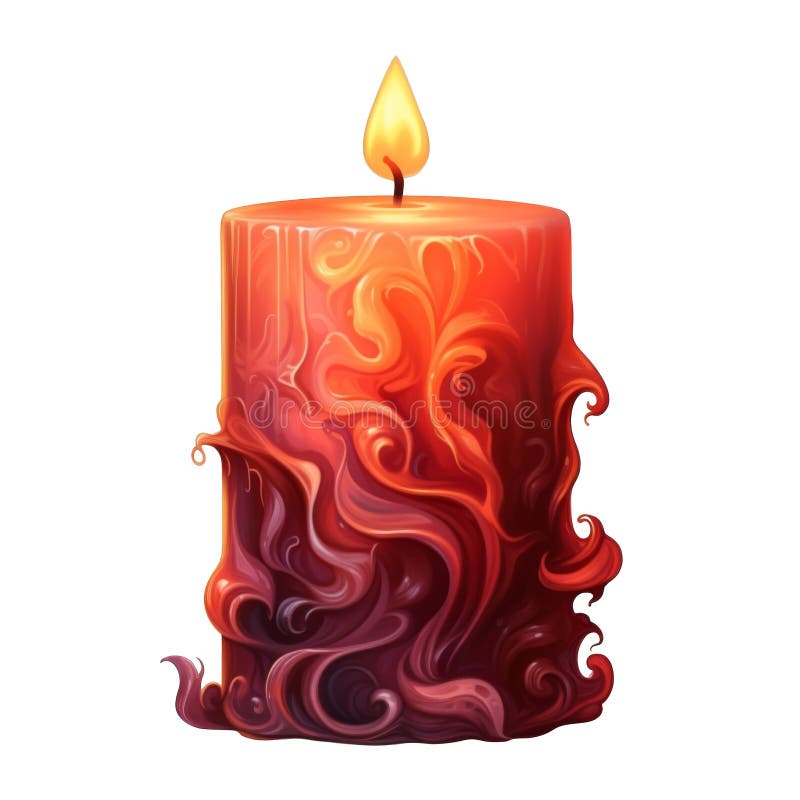 A Burning Candle with Swirling Wax and a Flame Stock Photo ...