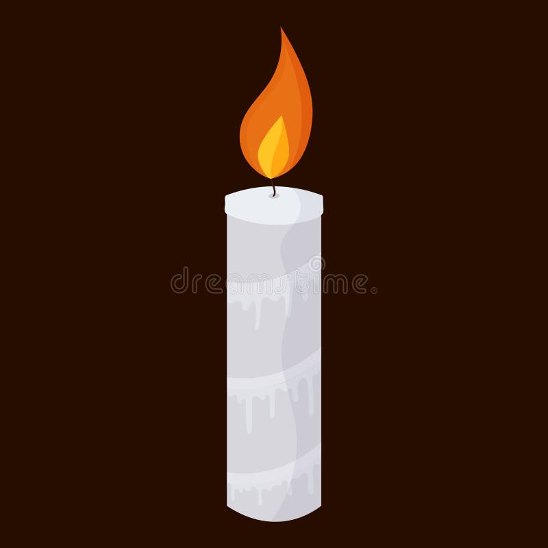 Burning Candle Vector Illustration on Brown Background Stock ...