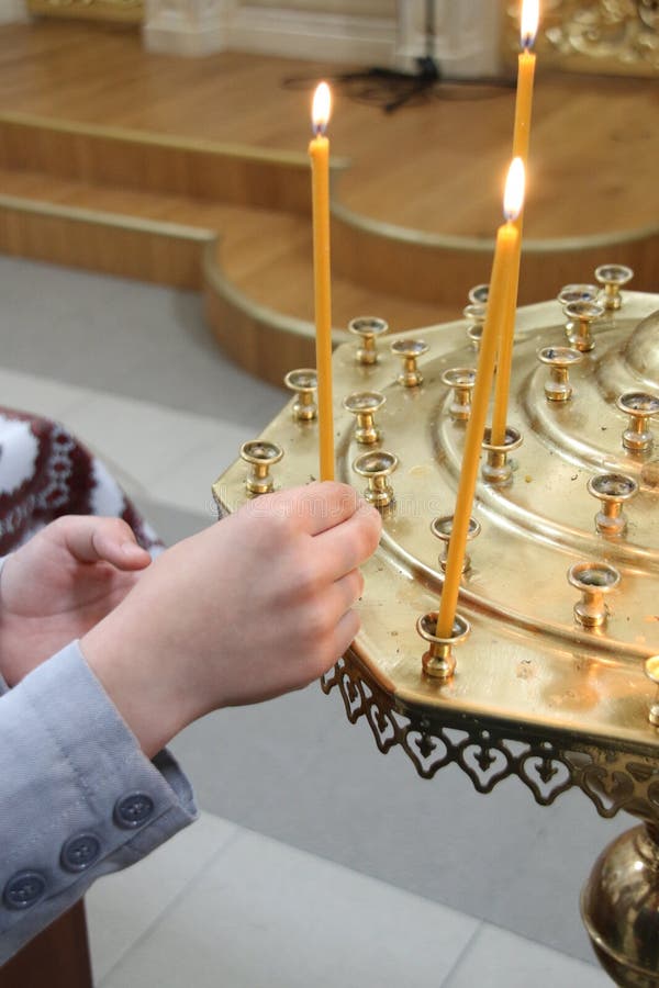 Burning Candles in a Church Stock Image - Image of burning, holding ...