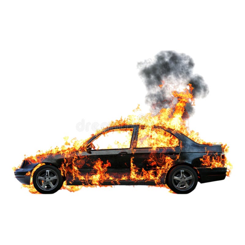 Burning Car Against Transparent Background Stock Illustration ...