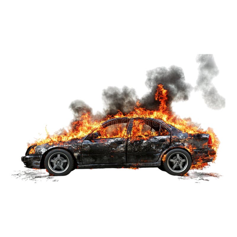Burning Car Against Transparent Background Stock Illustration - Illustration of officer ...