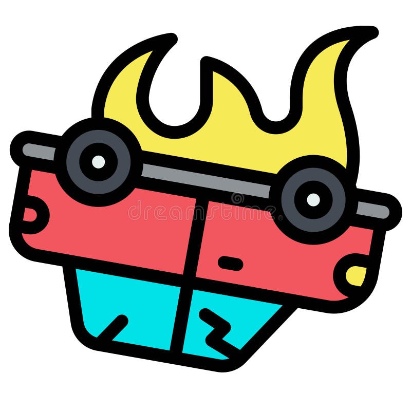 Burning Car Icon, Protest Related Vector Stock Vector - Illustration of ...