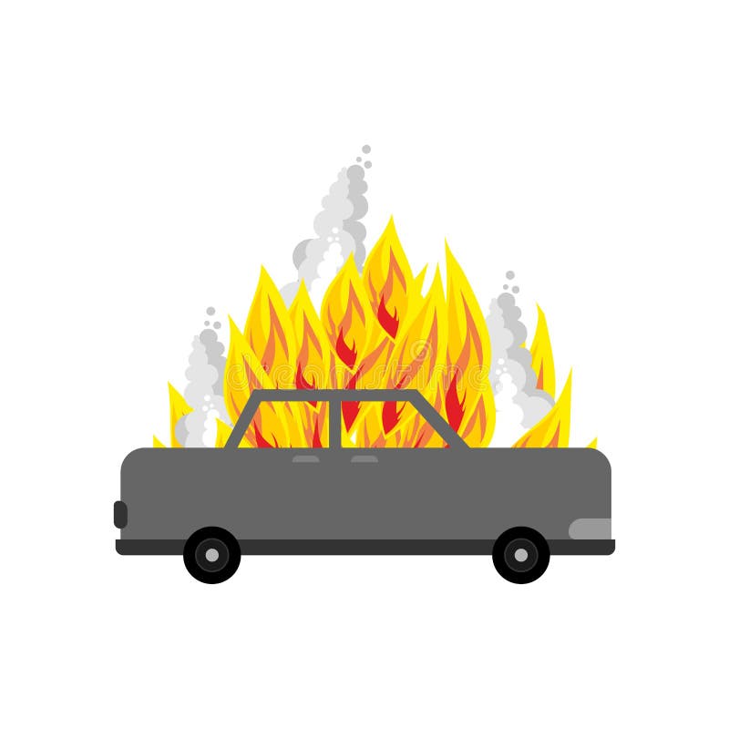 Burning Car Isolated. Car is on Fire Stock Vector - Illustration of ...