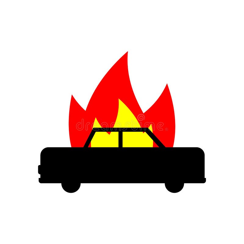 Burning Car Isolated. Car is on Fire Stock Vector - Illustration of ...