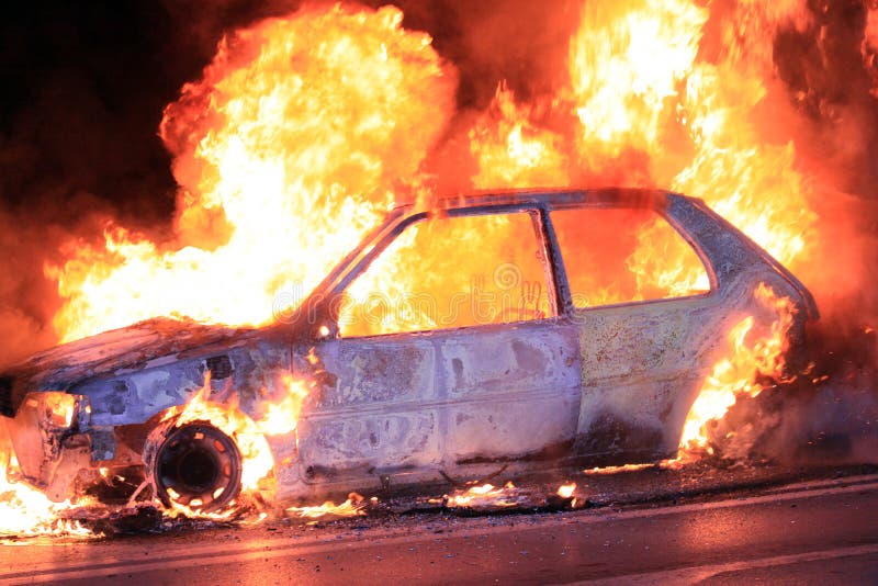 Burning car stock image. Image of danger, barricade, alarm - 33087941