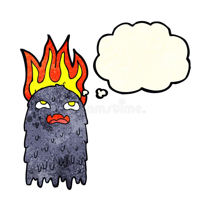 Burning Cartoon Ghost with Thought Bubble Stock Illustration ...