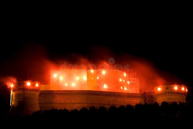 Burning castle stock image. Image of burning, building - 17102451