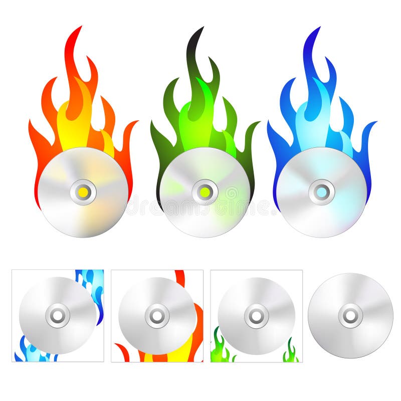 Burning CD stock vector. Illustration of burning, icon - 1386336
