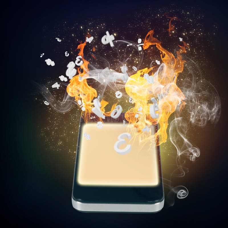 Burning cellphone stock photo. Image of gadget, beautiful - 51540614