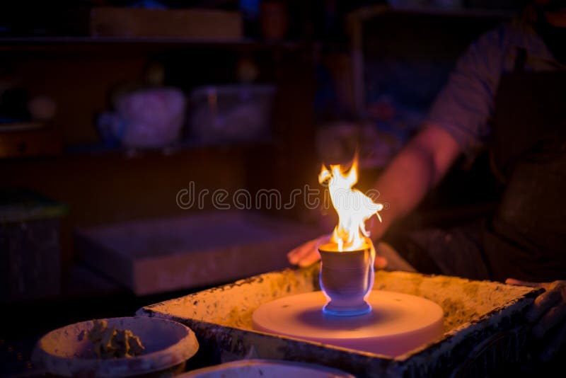 Burning Ceramic Mug on Pottery Wheel Stock Photo - Image of molding ...