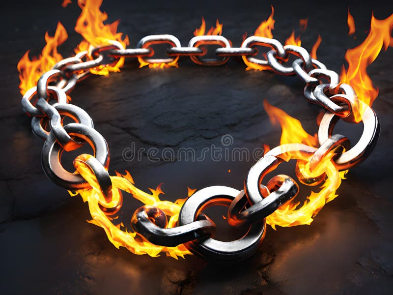 Burning Chains on a Black Background Stock Illustration - Illustration ...