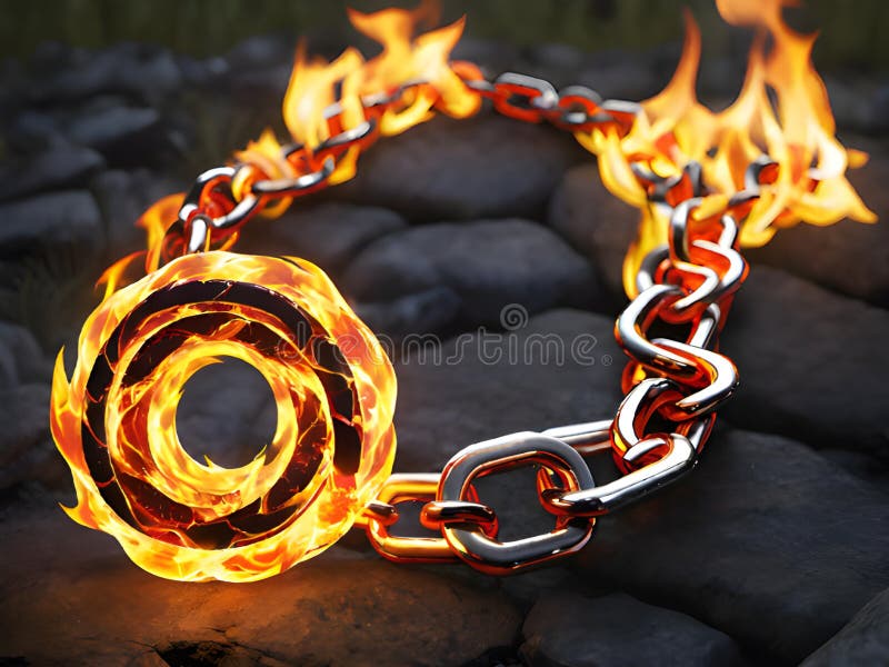 Burning Chains on a Black Background Stock Illustration - Illustration ...