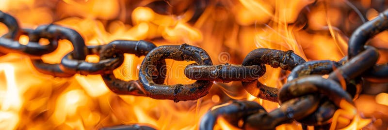 Burning Chains Symbolizing Resilience in Adversity, Embodying Strength ...
