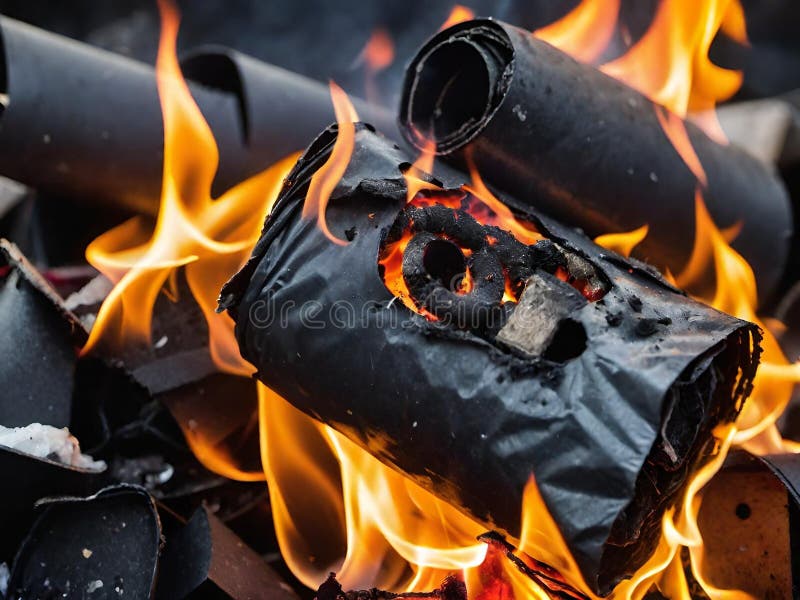 Burning Charcoal with Fire in the Background Stock Illustration ...