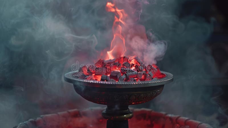 Burning Charcoal with Smoke Rising into the Air Stock Image - Image of ...