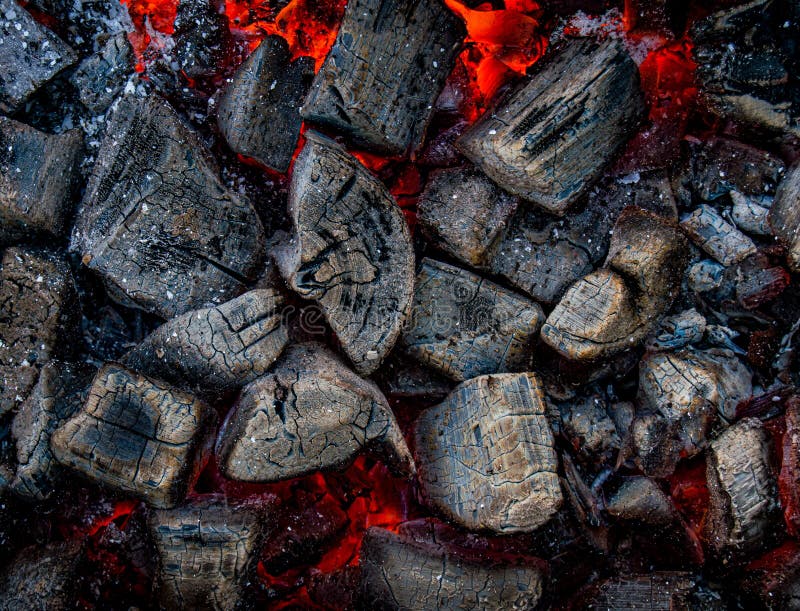 Burning Charcoal Top View for Background. the Texture of Embers in ...