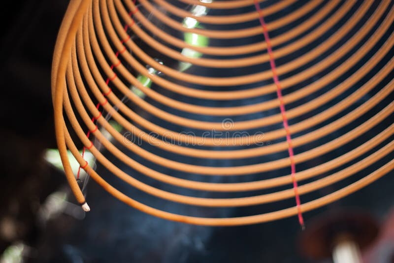 Burning Chinese Circular Joss Sticks Stock Image - Image of culture ...