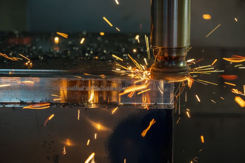 The Burning Chip from CNC Milling Machine Rough Cutting by Index-able ...