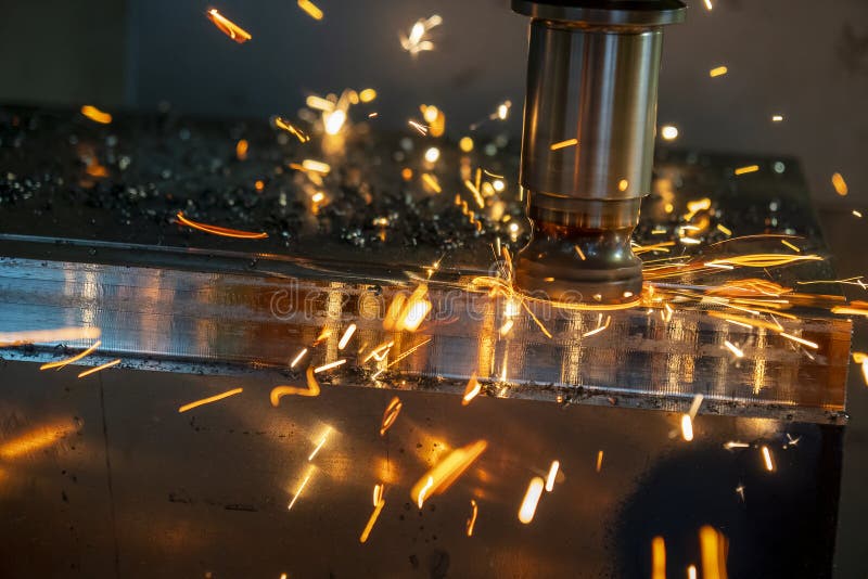 The Burning Chip from CNC Milling Machine Rough Cutting by Index-able ...