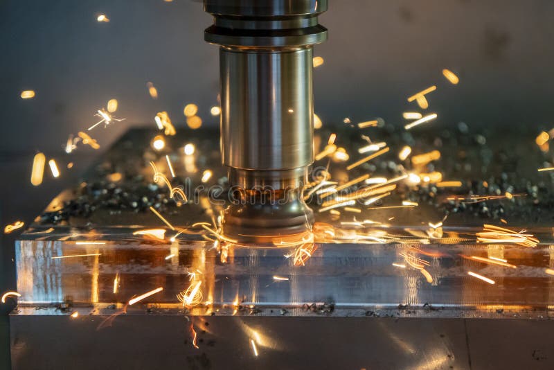 The Burning Chip from CNC Milling Machine Rough Cutting by Index-able ...