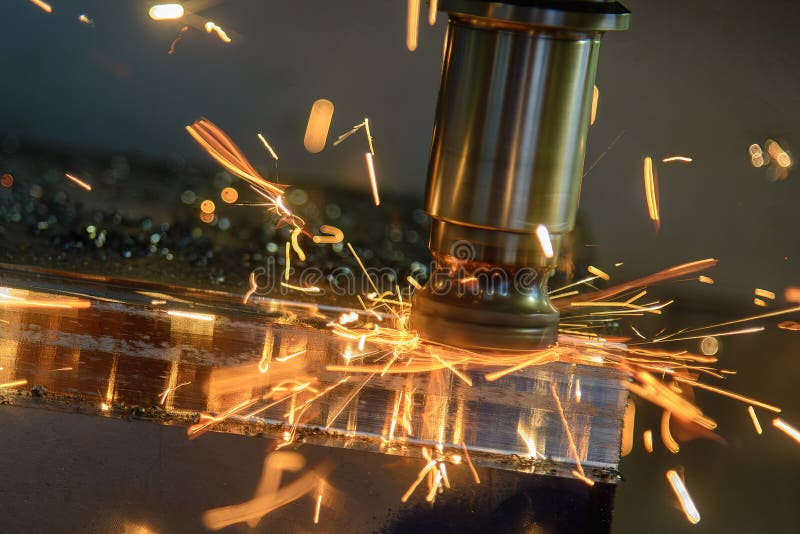 The Burning Chip from Wear Cutting Tools on CNC Milling Machine Stock ...