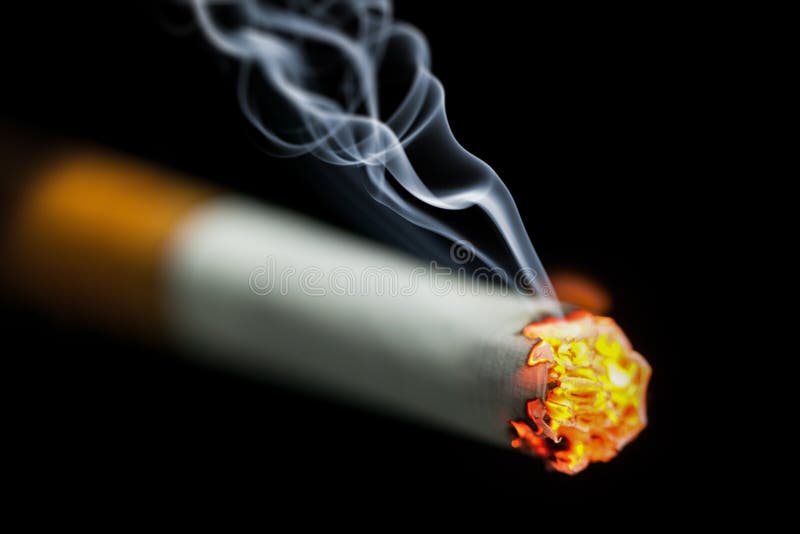 Burning Cigarette With Smoke Stock Image Image Of Habit Fire 37153387