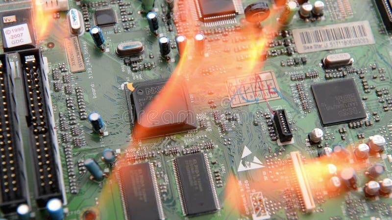 Burning Circuit Board with Electronic Components Stock Footage - Video ...