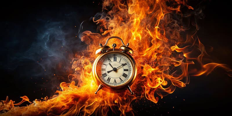 A Burning Clock on Black Visualizing the Urgency of Time Management and ...