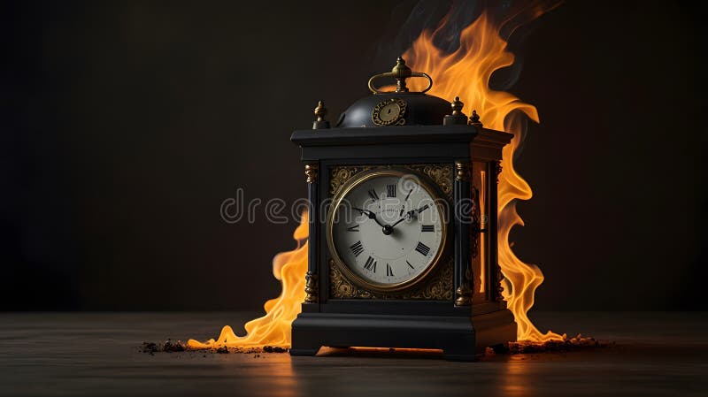 Fire Hot Burning Clock Burn Flames with Corners Stock Illustration ...