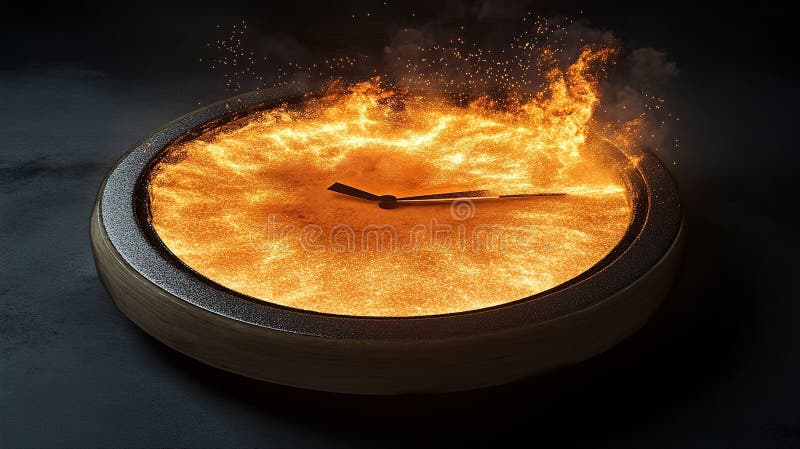 Burning Clock, Dark Background, Urgency Concept Stock Illustration ...