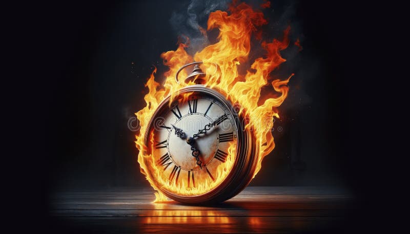 Burning Clock Dial Symbolizing Ephemeral Time Stock Photo - Image of ...