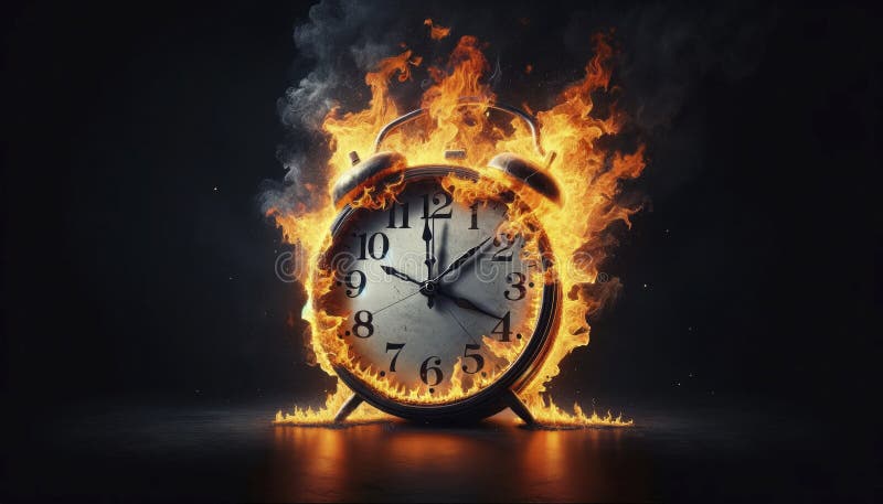 Burning Clock Dial Symbolizing Ephemeral Time Stock Image - Image of ...