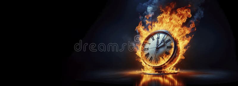 Burning Clock the Fleeting Nature of Time Stock Photo - Image of heat ...