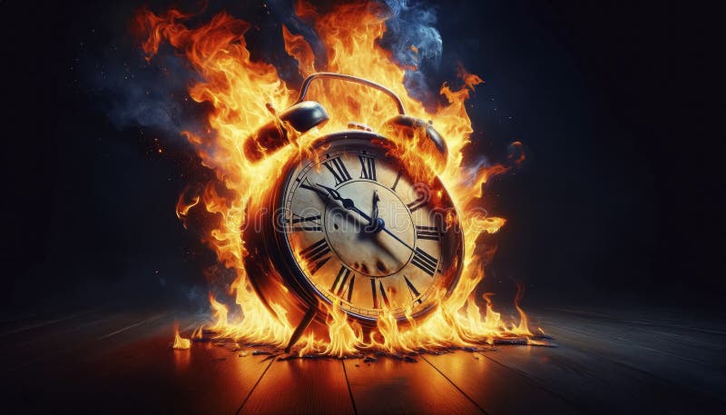 Burning Clock the Fleeting Nature of Time Stock Image - Image of heat ...