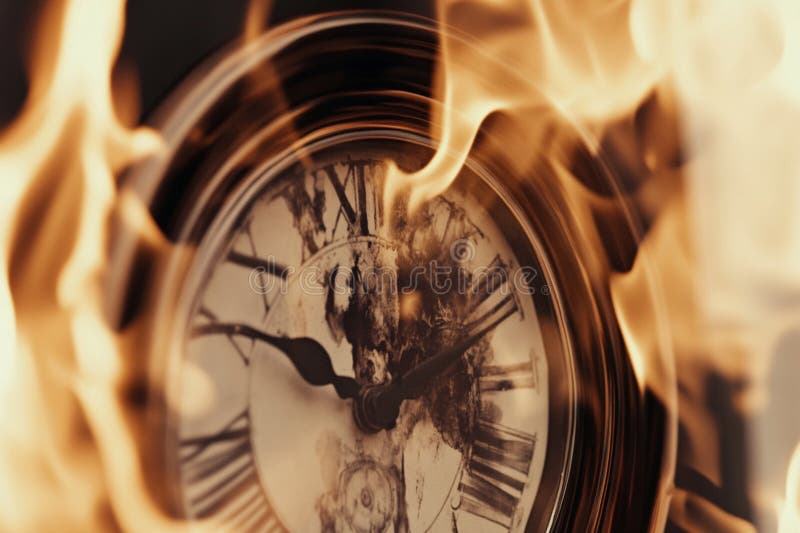 Burning Clock Symbolizing Time Running Out. AI Generated Stock Image ...