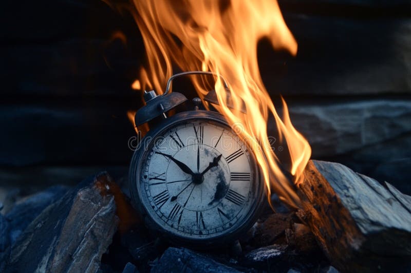 Burning Clock Symbolizing Time Running Out. AI Generated Stock Photo ...
