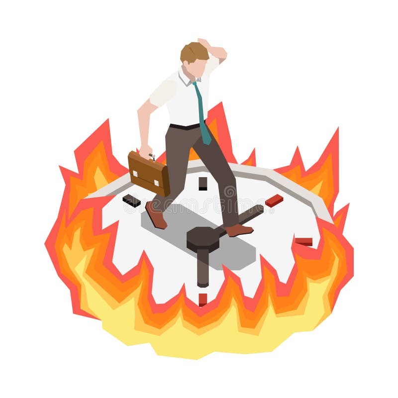 Burning Clock Time Composition Stock Vector - Illustration of people ...