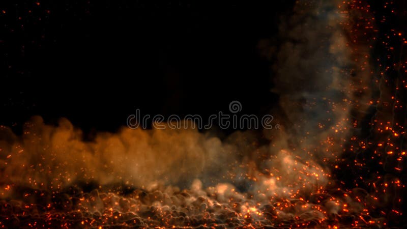 Burning Clouds Frame Backdrop with Fire at Right and Bottom - Abstract ...