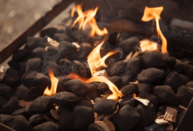 Burning coal stock photo. Image of picnic, grill, black - 7786374