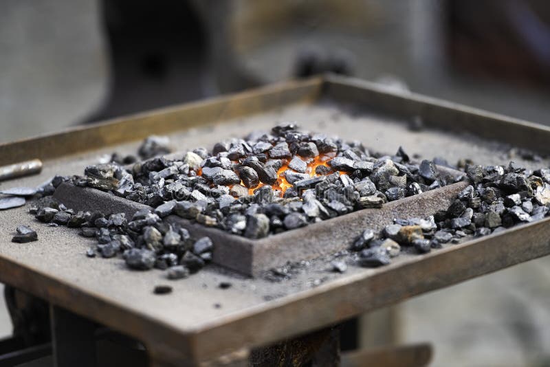 Burning Coal in a Blacksmith`s Workshop Stock Photo - Image of ...