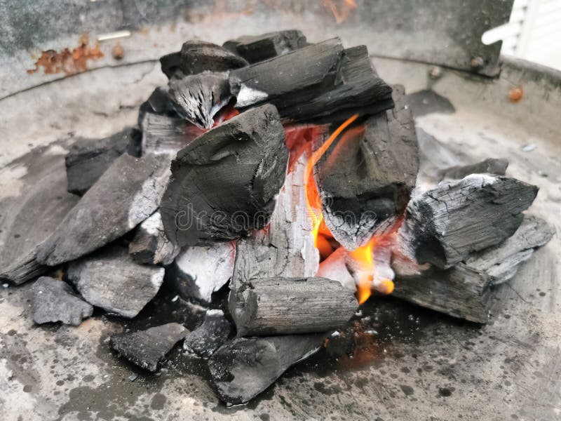 Burning Coal Embers Bonfire, Detail of Coal Texture Stock Photo - Image ...