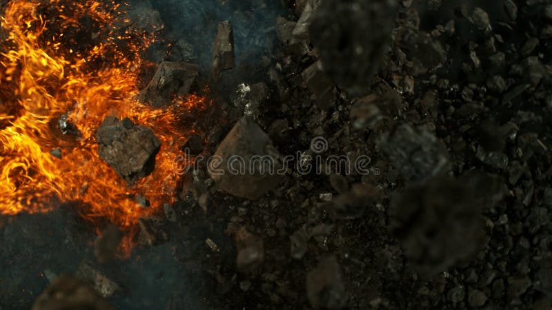 Burning Coal with Fire, Top View Shot Stock Photo - Image of upper ...