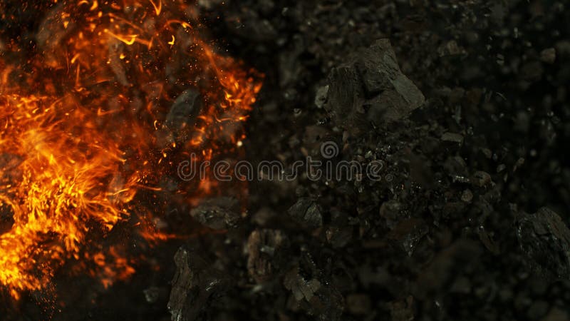 Burning Coal with Fire, Top View Shot Stock Photo - Image of dangerous ...